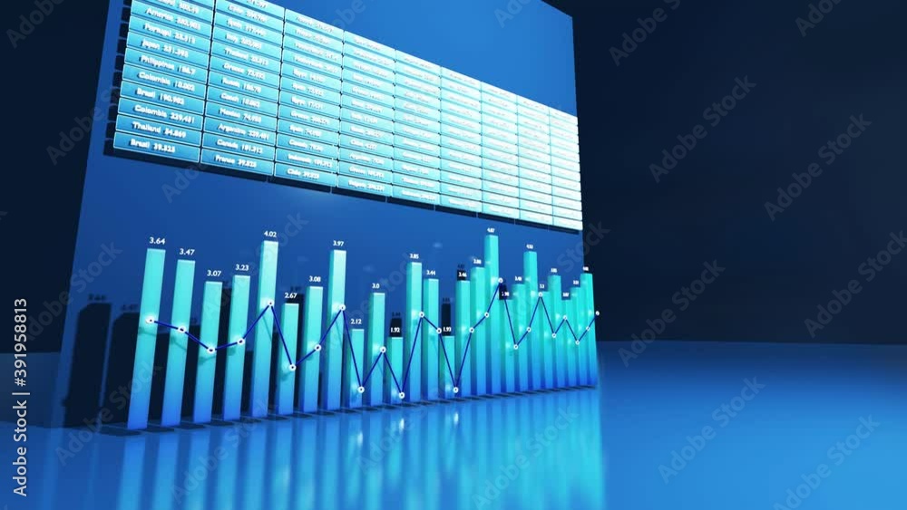 abstract dashboard with statistics, infographics, columns and graphs ...