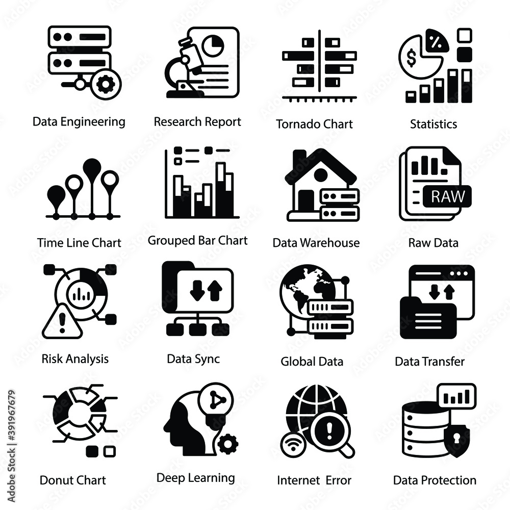 Business and Infographic Data Solid Icons Set Stock Vector | Adobe Stock