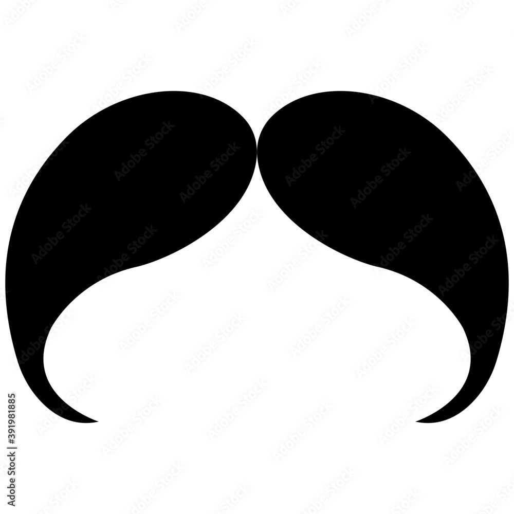 A slight inward curve, drooping mustaches in solid icon design ...
