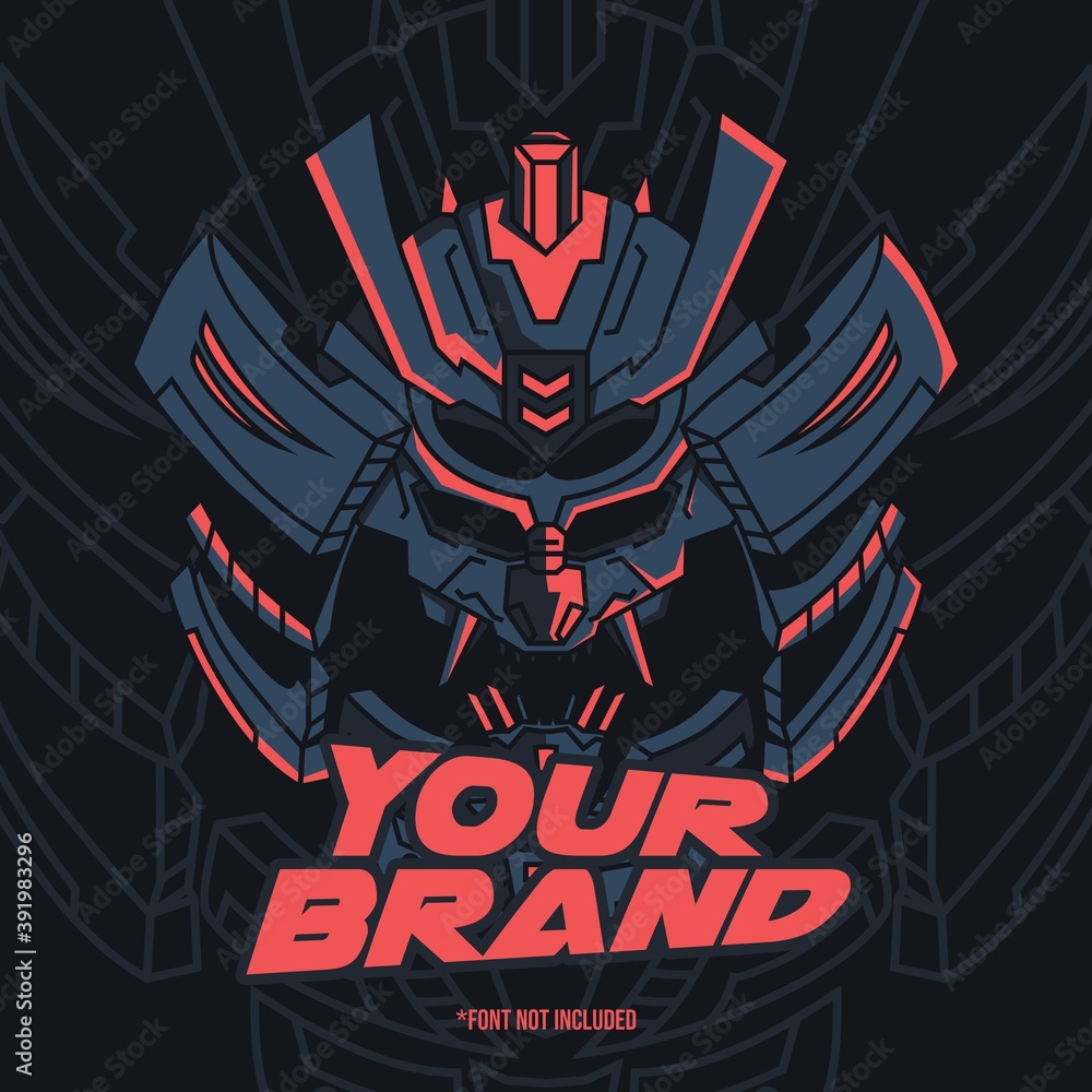 samurai mecha ilustration vector. robot samurai for poster or logo team ...