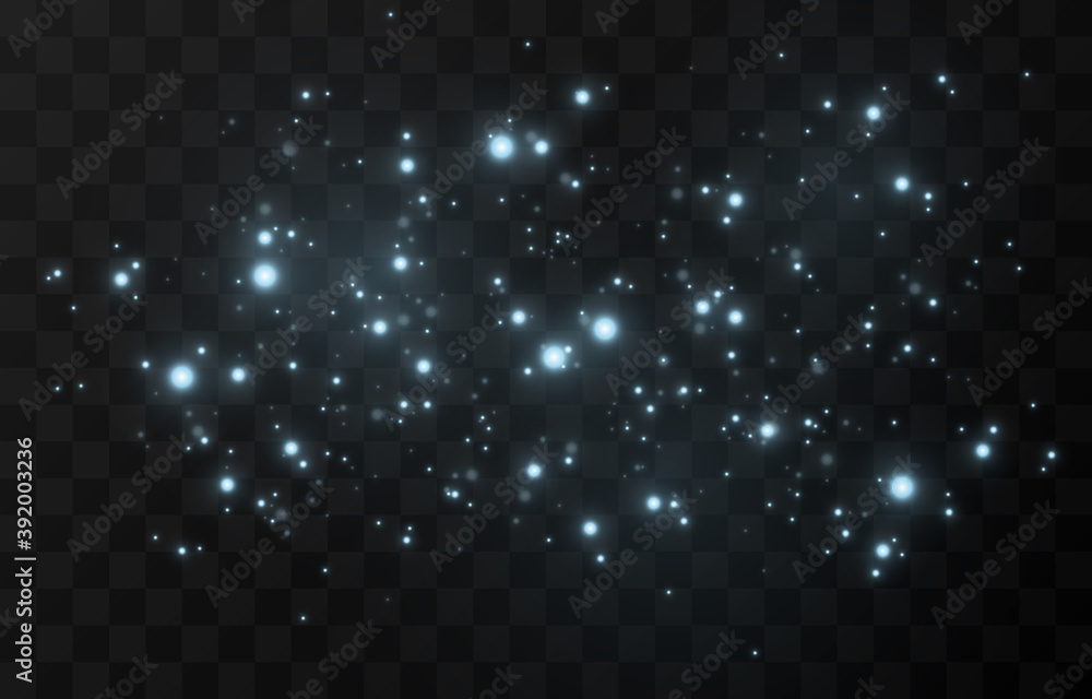 Vector blue flash of light. Blue dust. A flash of blue sparkles, light ...