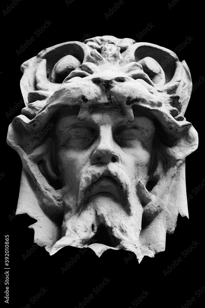 Stone statue of Hercules wearing Nemean lion skin. An ancient statue ...