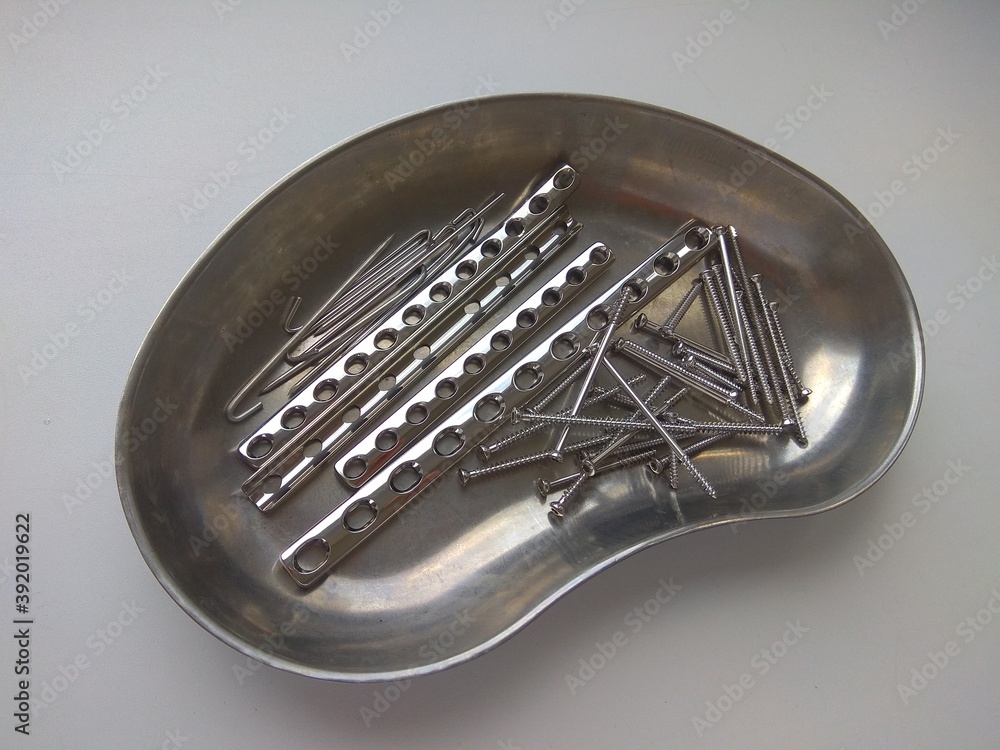 Surgical plates for osteosynthesis in case of bone fractures Stock ...