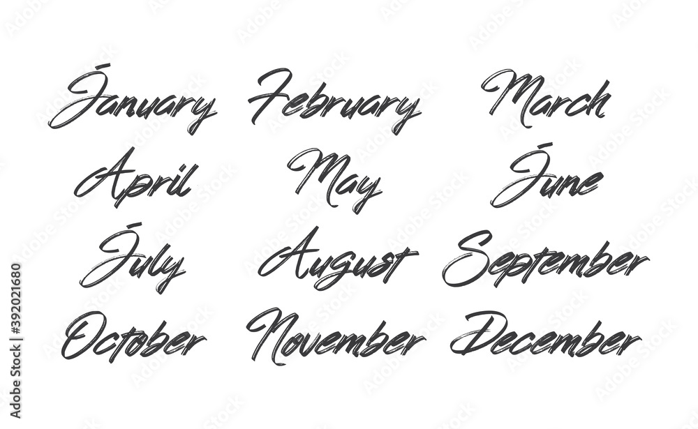 Handwritten names of months: December, January, February, March, April ...