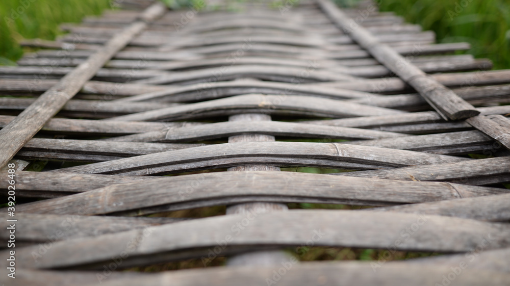 Background image of a bridge made of bamboo weaving together Stock ...