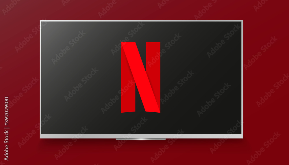 Realistic TV with netflix video player on the screen . Modern stylish ...