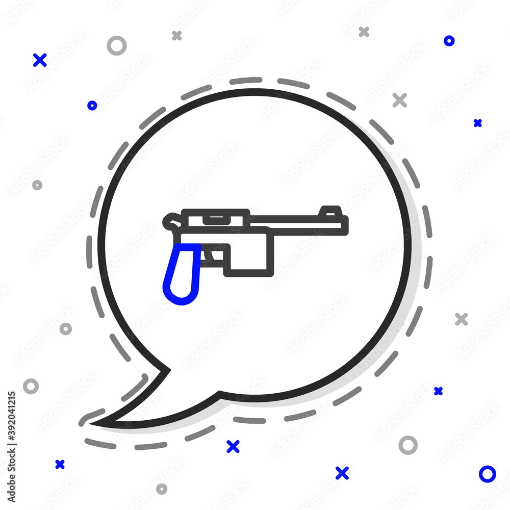Line Mauser gun icon isolated on white background. Mauser C96 is a semi ...