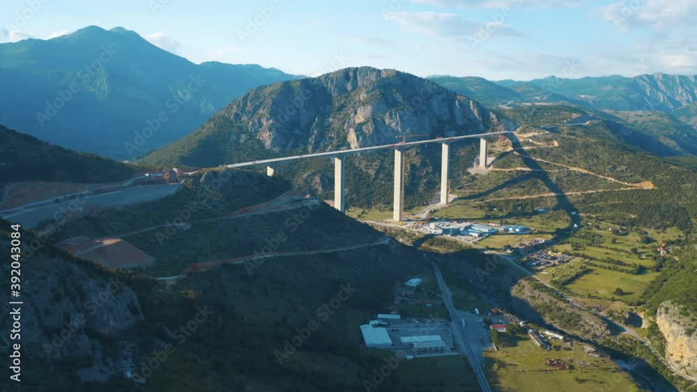 Aerial panoramic view of the highest railway bridge Mala Rijeka Viaduct ...