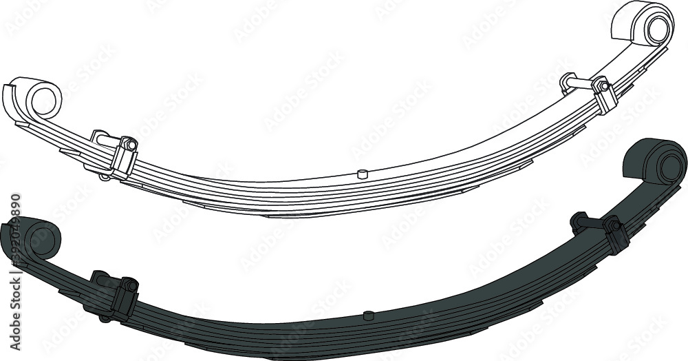 leaf spring vehicle auto part suspension automotive vector illustration ...