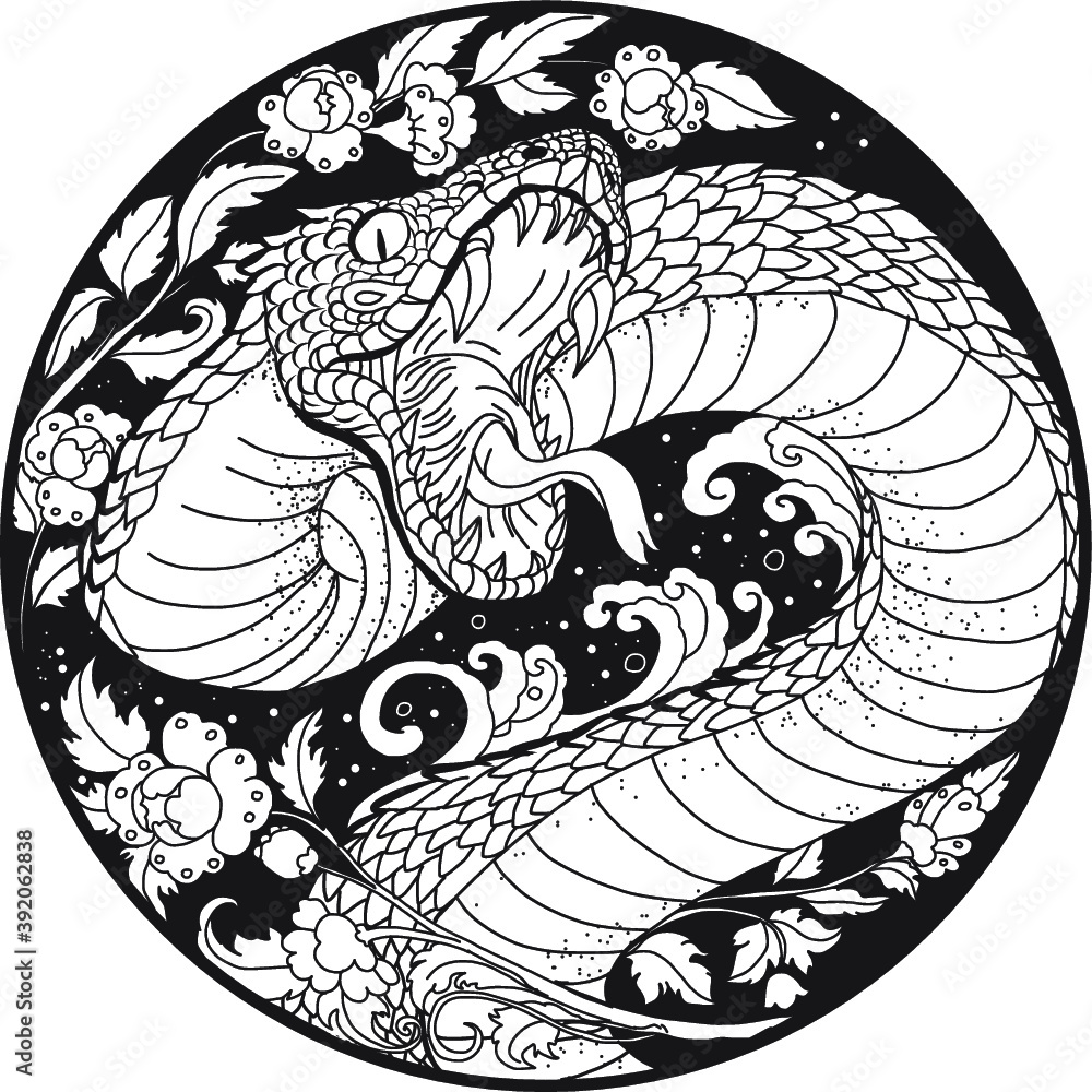 Illustration art in circle. The Japanese art and design to cd-rom or ...