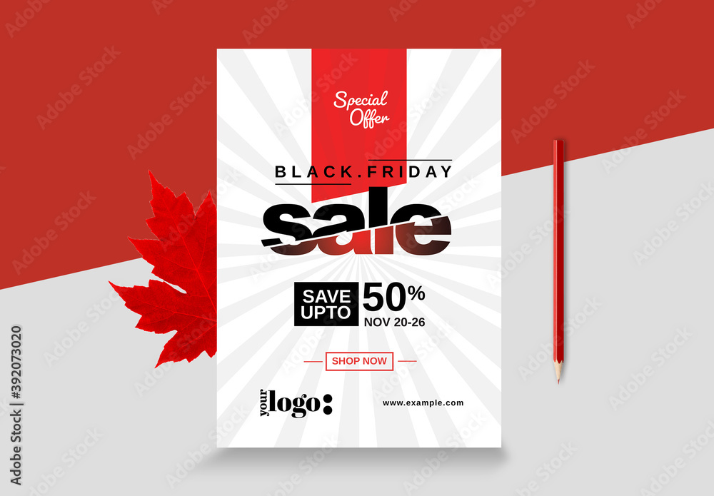 Red Black Friday Flyer Layout Stock Template | Adobe Stock