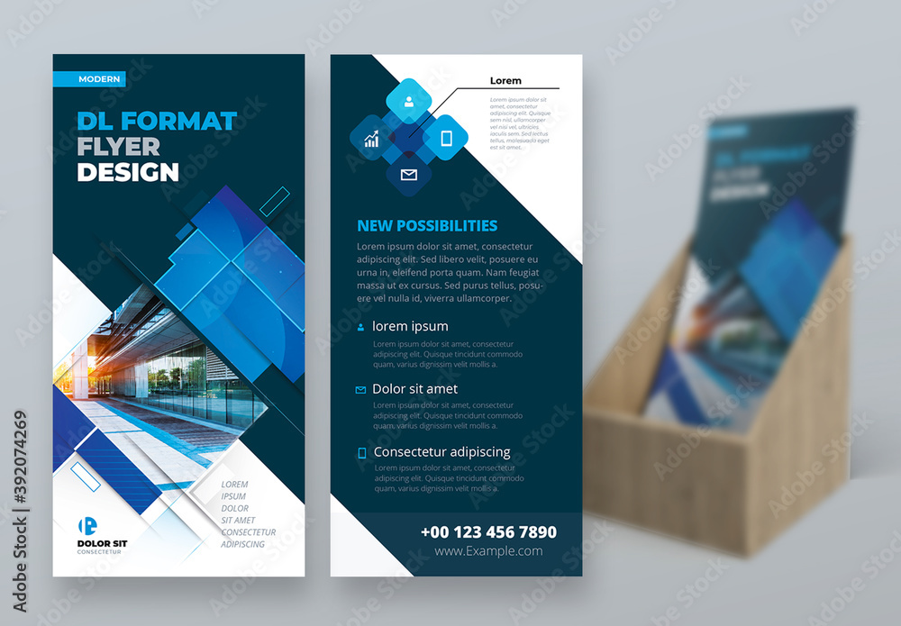 Blue Flyer Layout with Rectangles Stock Template | Adobe Stock