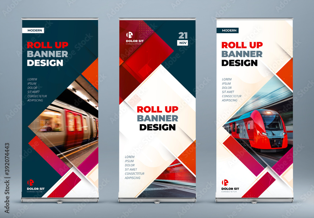 Business Retractable Banner Layout with Red Elements Stock Template ...