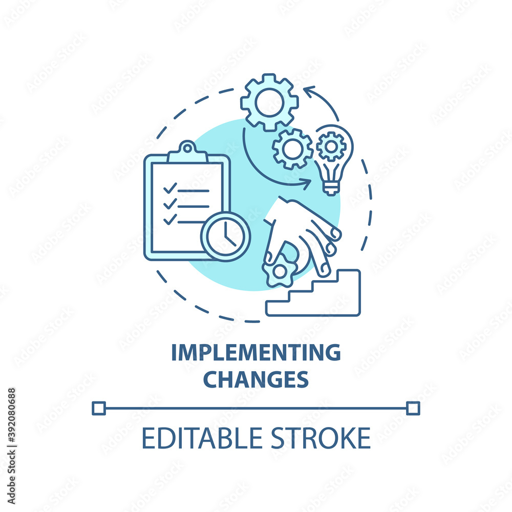 Implementing changes concept icon. Business consulting stage idea thin ...