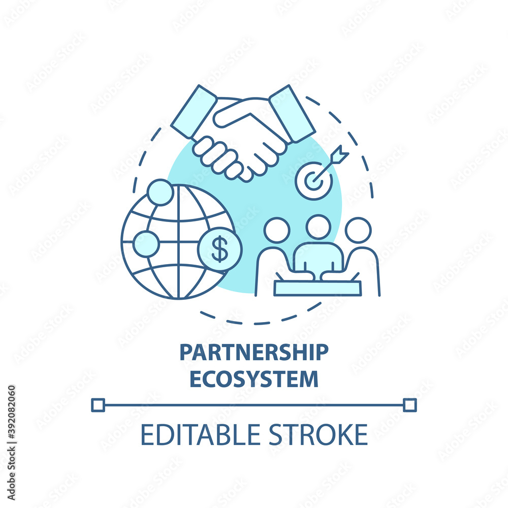 Partnership ecosystem concept icon. Digital consulting component idea ...