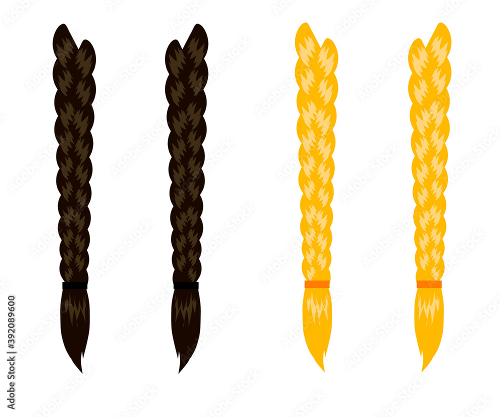 Women's hair is braided. Cartoon. Vector illustration. Stock Vector ...