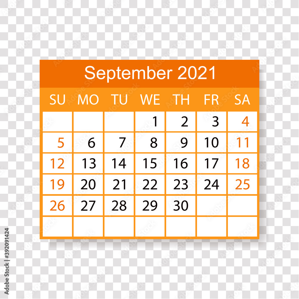 1414_Calendar 2021. September. Week starts on Sunday Stock Vector ...