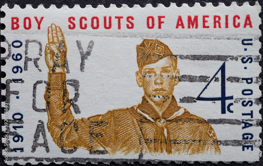 USA - Circa 1960 : a postage stamp printed in the US showing the 14 ...