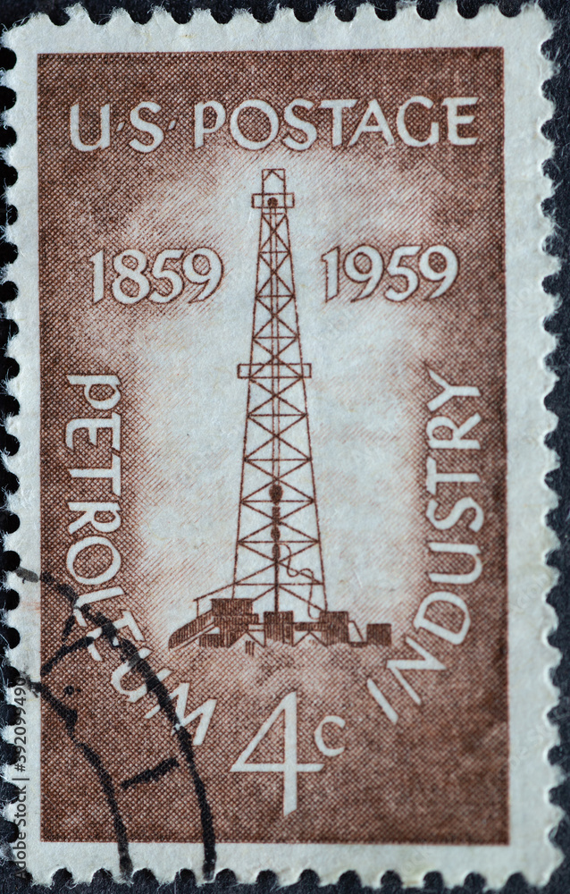 USA - Circa 1959 : a postage stamp printed in the US showing a ...
