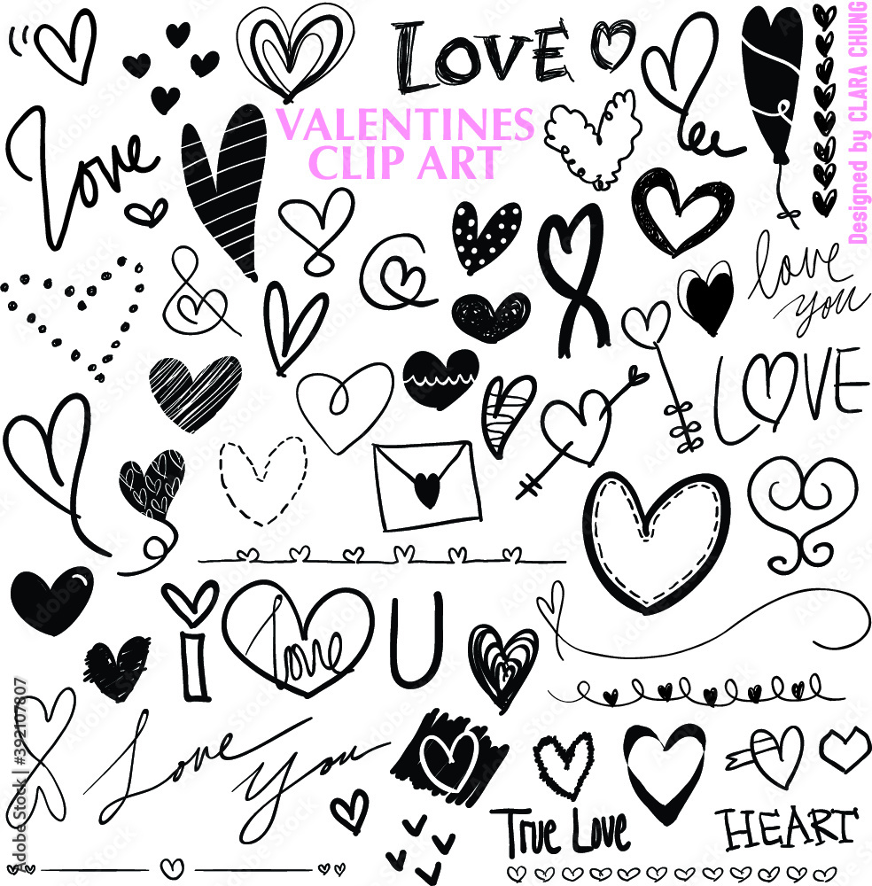 Valentines Clip Art Black And White
