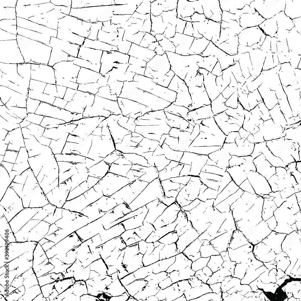 Crackle paint overlay. Vector black and white grunge pattern made from ...