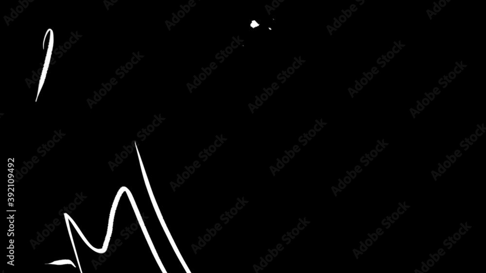 Monochromatic animation of white grunge pencil doodle lines on black ...