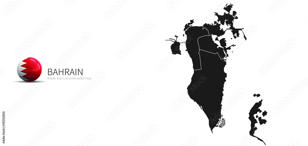 Bahrain Map and Flag Icon Map of Middle East countries. Stock Vector ...