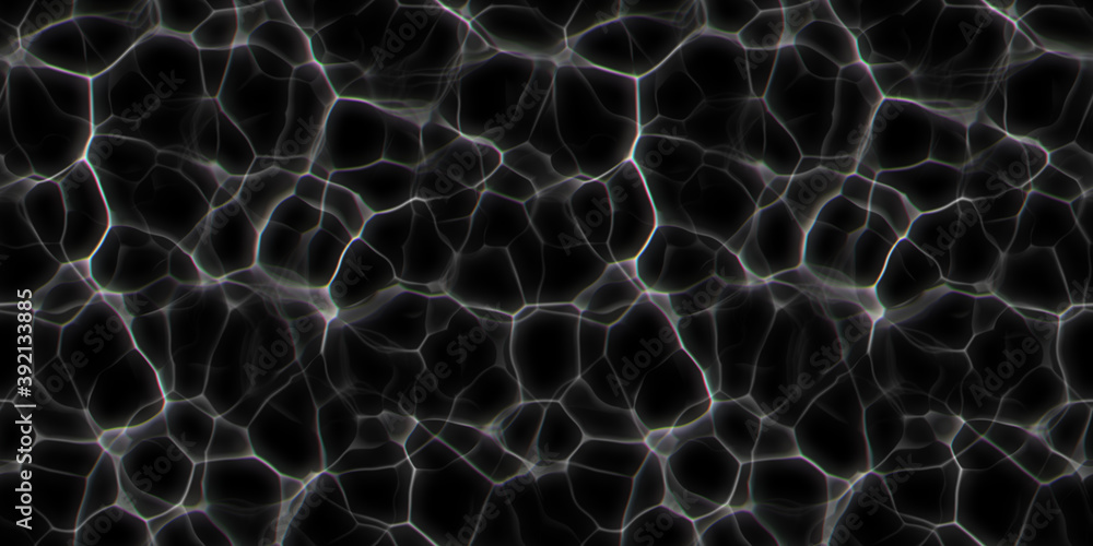 shiny rays reflections in the water . water caustics on black ...