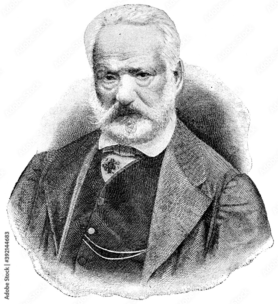 Portrait of Victor Hugo - a French poet, novelist, and dramatist of the ...