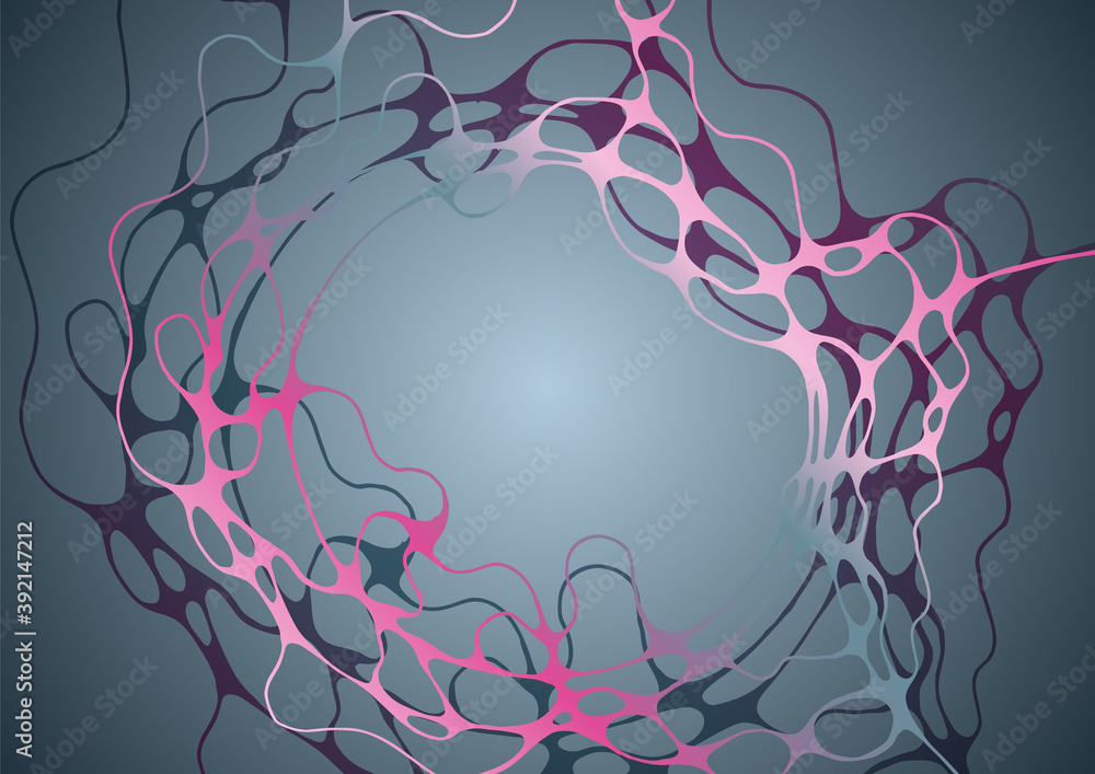 Abstract Molecular Structure Scientific Vector Background With Curve Wavy Lines Intersections