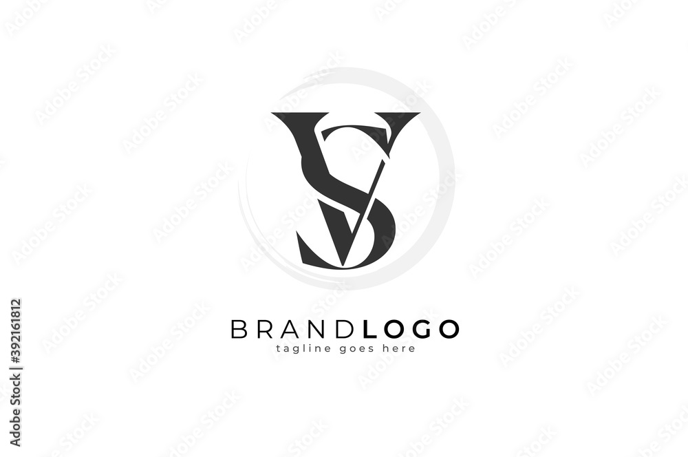 Abstract Letter V and S Logo, isolated on white background, minimalist ...