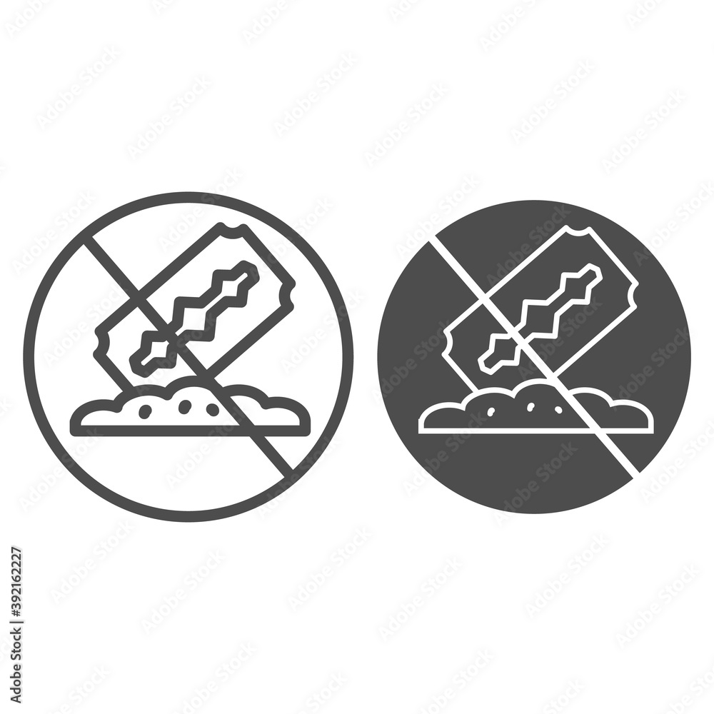 No drugs line and solid icon, life without addiction concept, anti ...