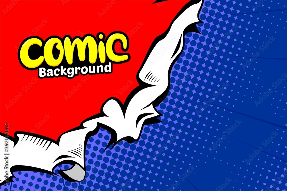 Retro comic background halftone dots, pop art style, with torn paper ...