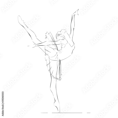 A Young Ballerina. Freehand Drawing of a Ballet Dancer Girl. Vector ...