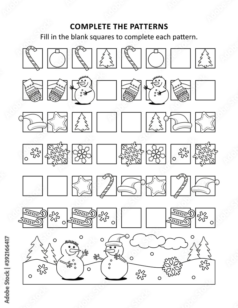 Vetor do Stock: Winter holidays educational math activity sheet and ...
