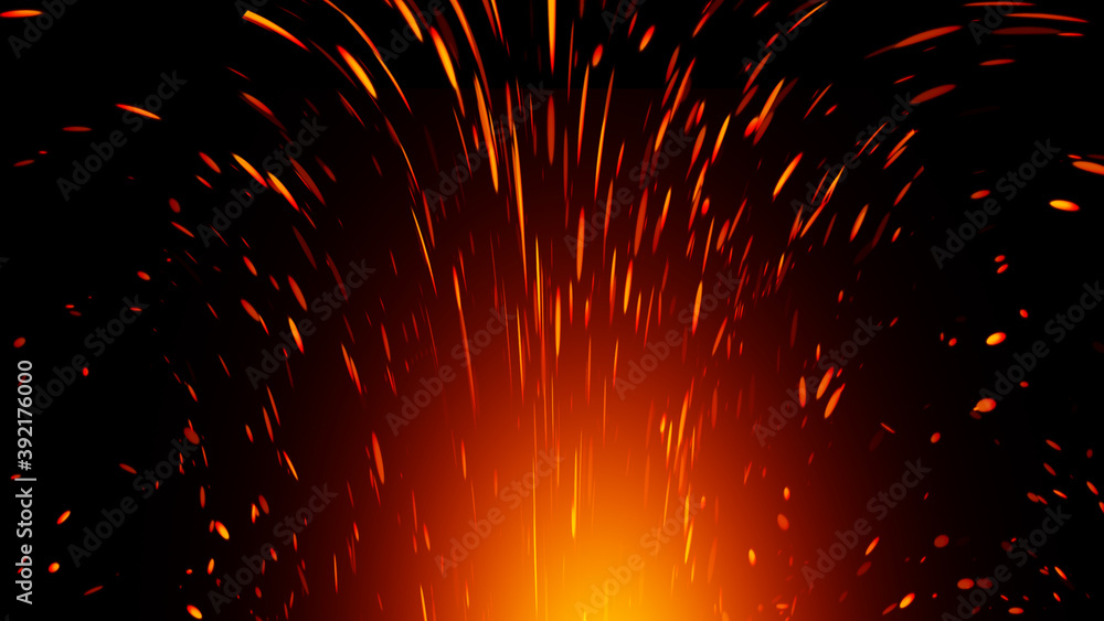 Colorful particles effect dust debris isolated on black background ...