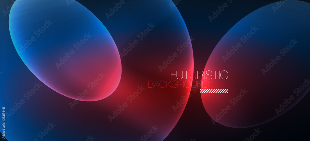Neon ellipses abstract backgrounds. Shiny bright round shapes glowing ...