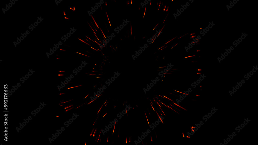 Colorful particles effect dust debris isolated on black background ...