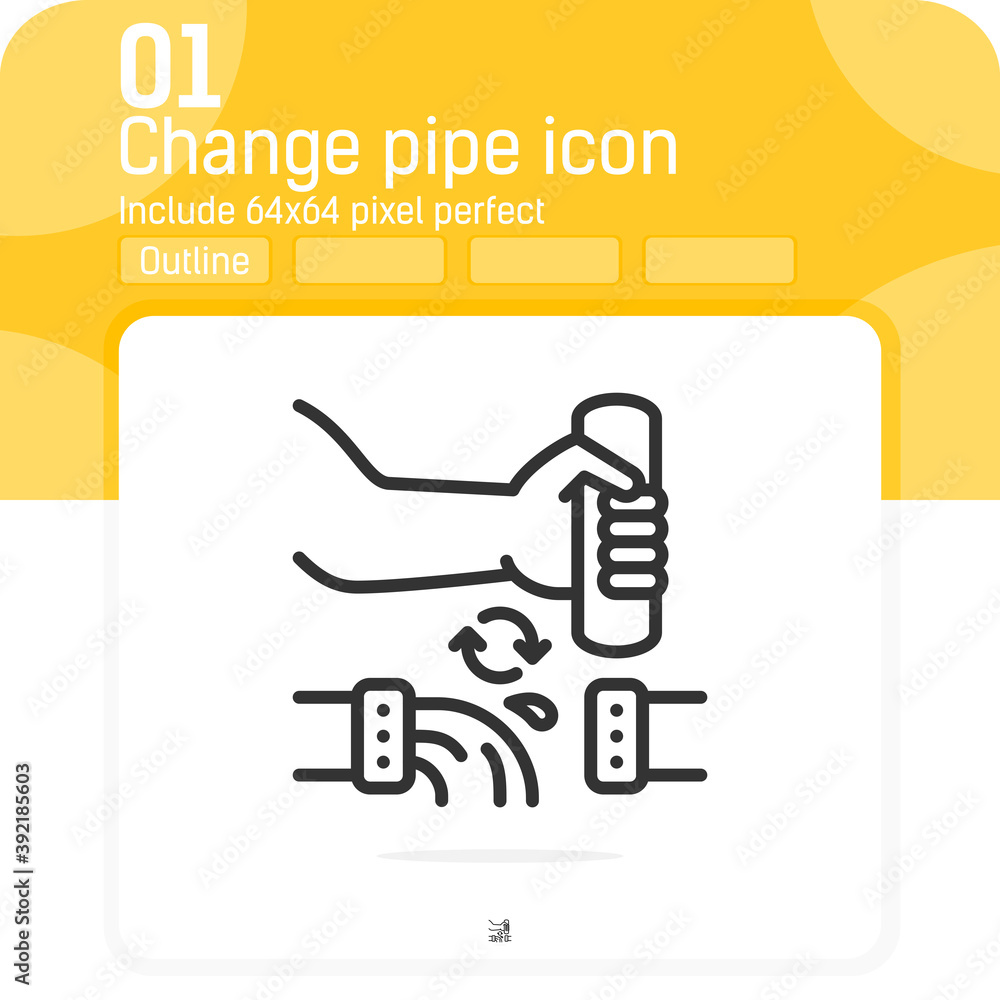 Man change pipe Icon with outline style isolated on white background ...