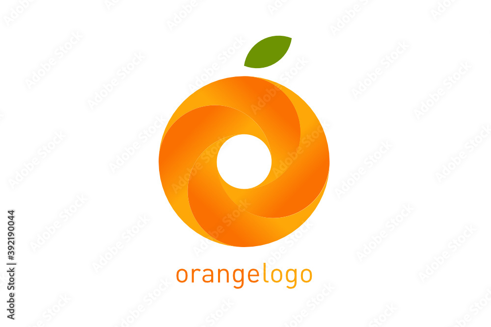 Orange logo design template, unique circular illustration vector Stock ...