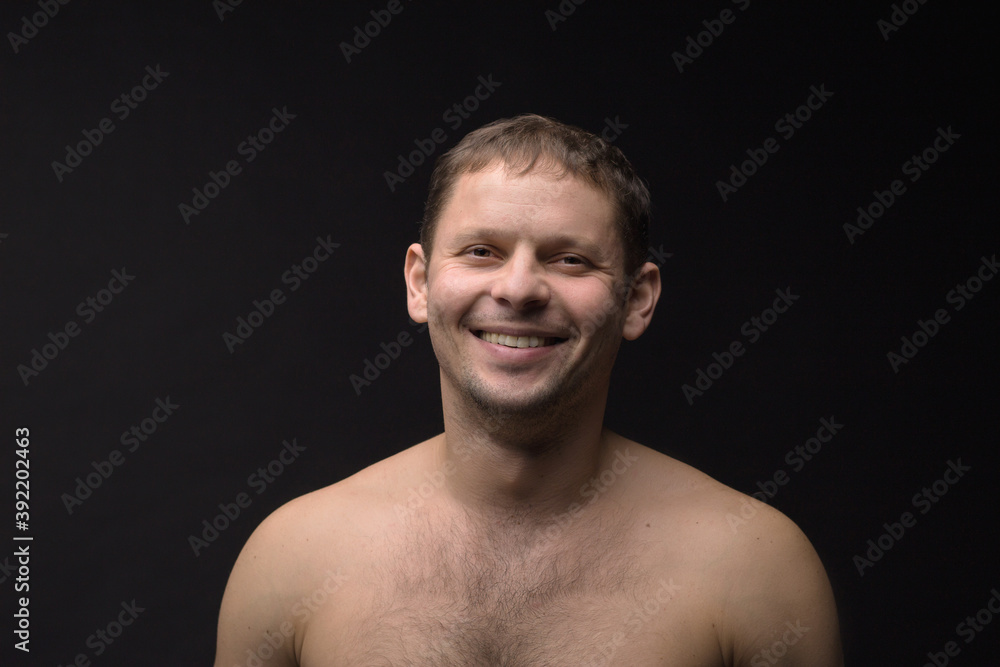 Handsome man in underwear on the black background. Muscular and ...