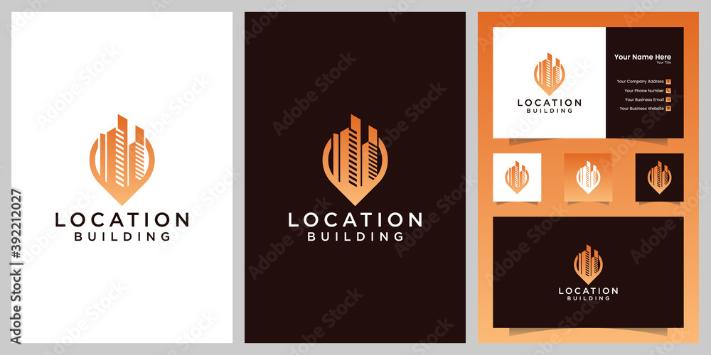 building and location logo design template and business card Stock ...