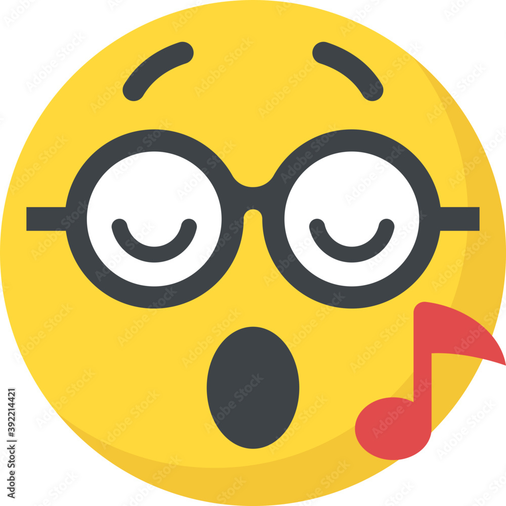 Smiley with music note emoticon Stock Vector | Adobe Stock