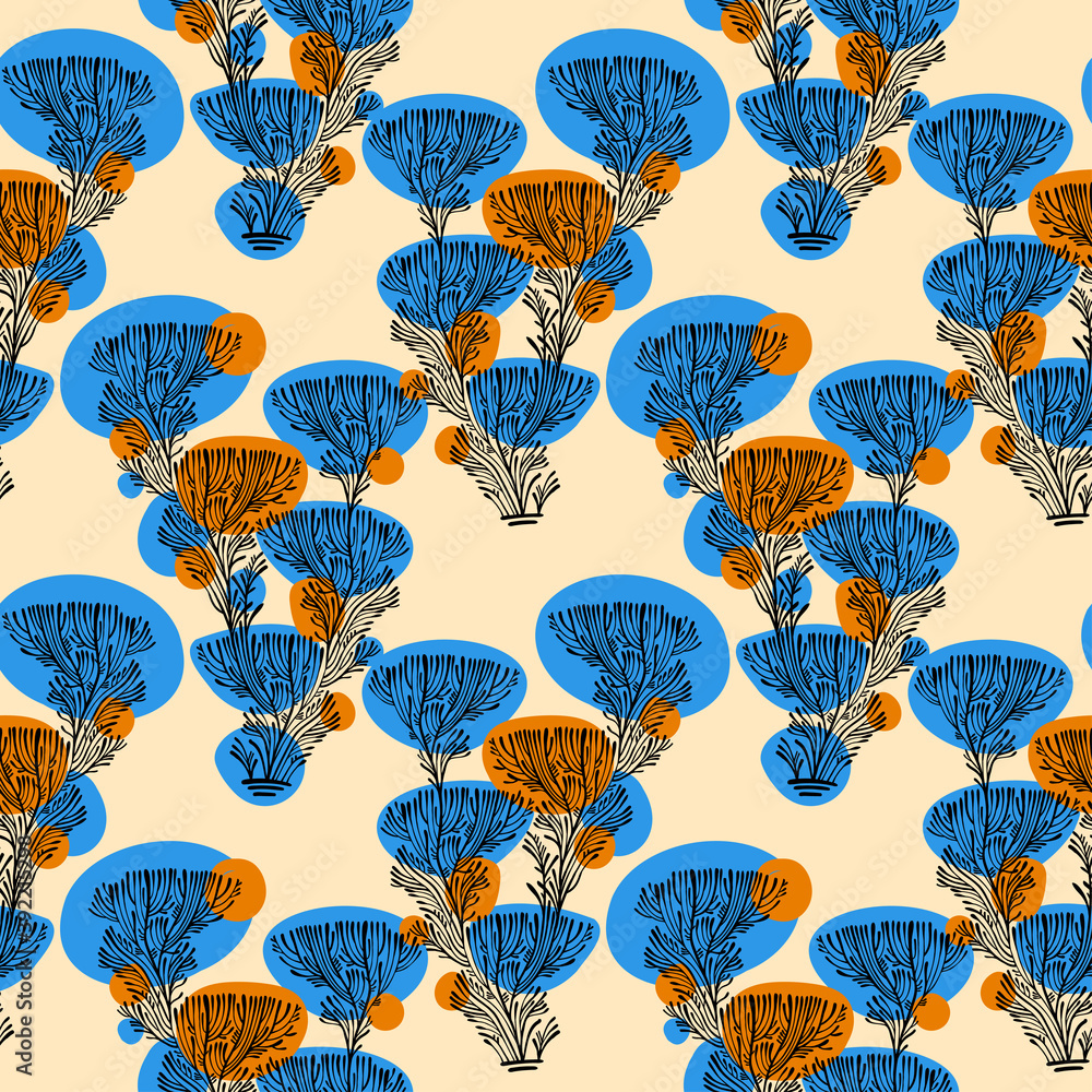 Branches of tree or coral seamless pattern, mellow vintage. Minimalism ...