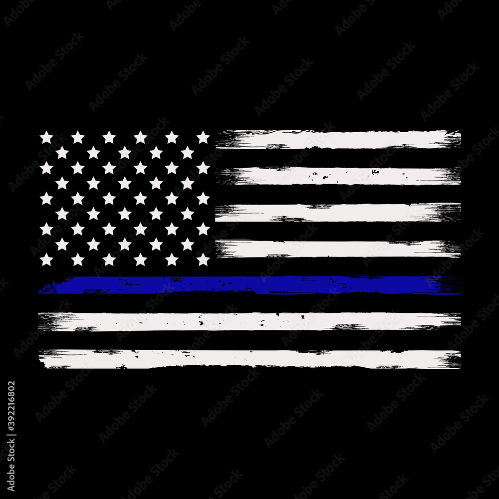 Thin blue line american flag vector illustration Stock Vector | Adobe Stock