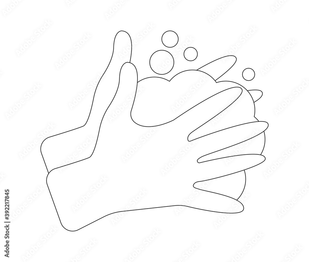 Washing hands vector illustration. Hand wash outline style colorful ...