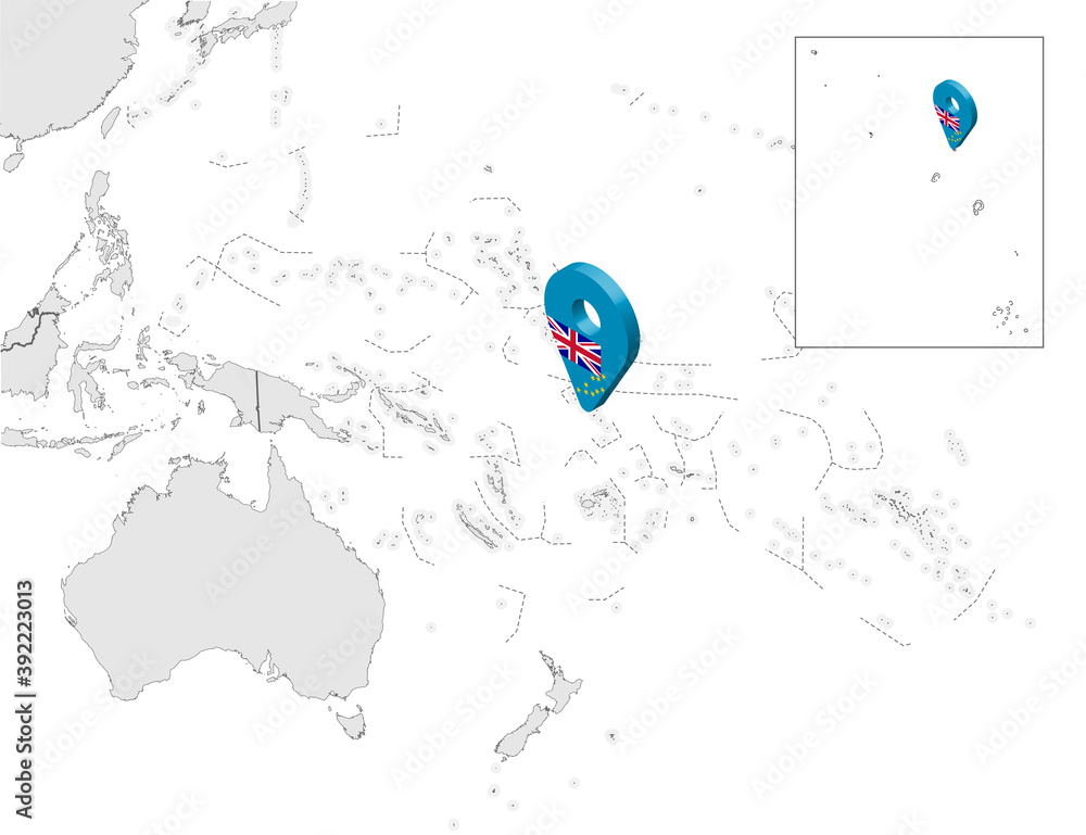 Location Map of Tuvalu on map Oceania and Australia. Tuvalu flag map ...