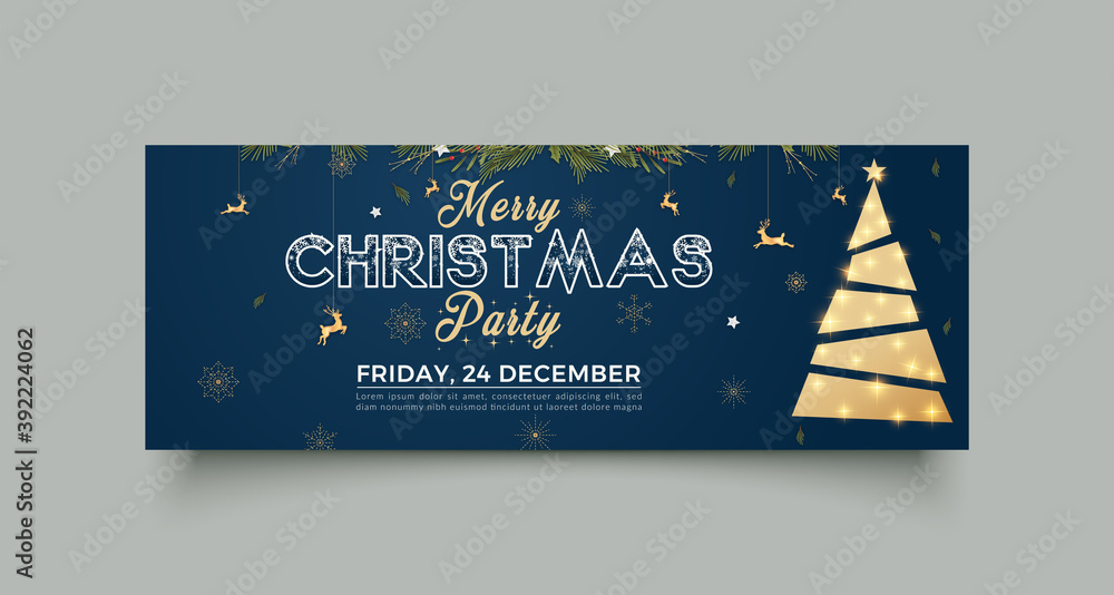 Christmas party facebook cover page timeline web ad banner template ...