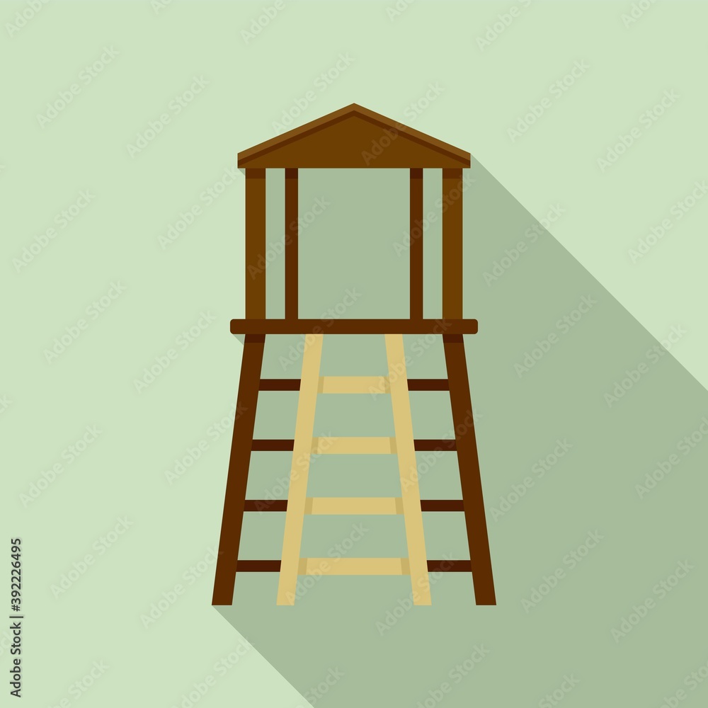 Safari hunter tower icon. Flat illustration of safari hunter tower ...