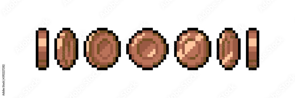 Set of 8-bit pixel graphics icons. Isolated vector illustration. Game ...